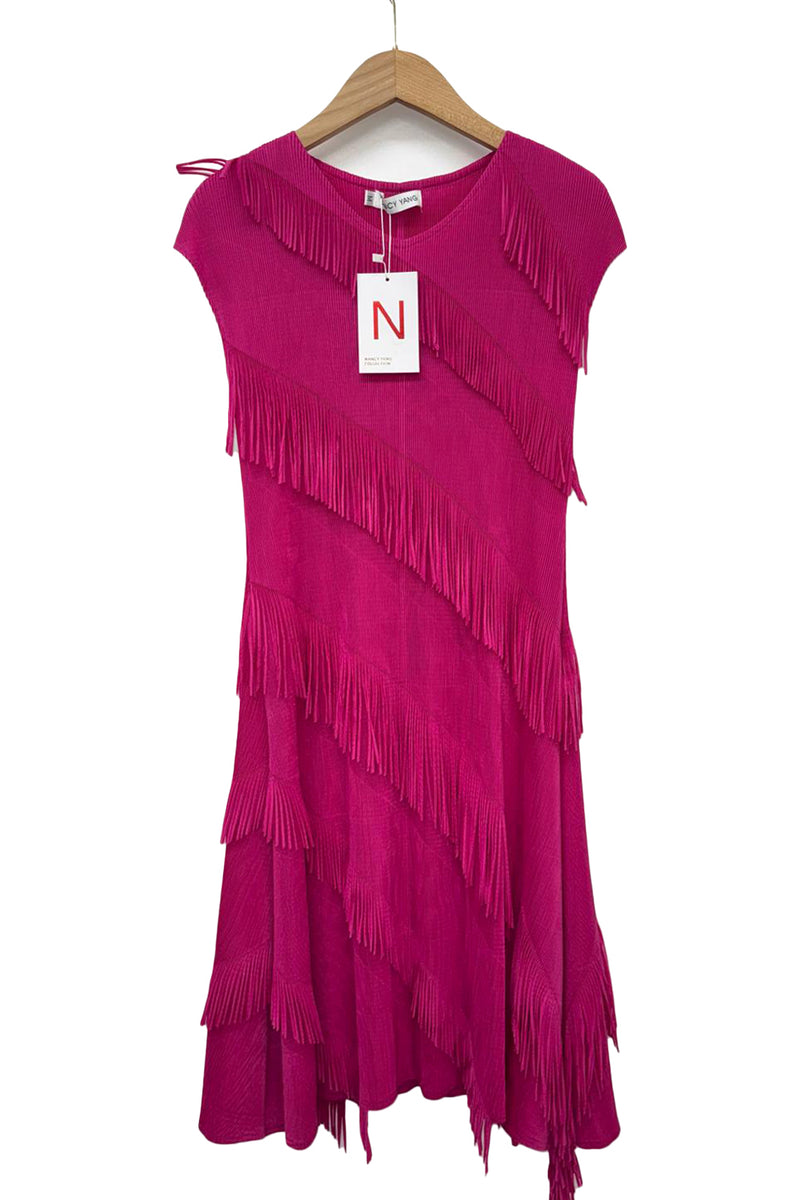 D1005 CRINKLED FRINGE DRESS – N by Nancy