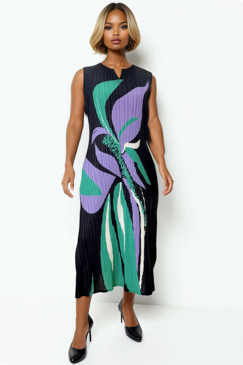 N1075 CRINKLED FLORAL DRESS – N by Nancy