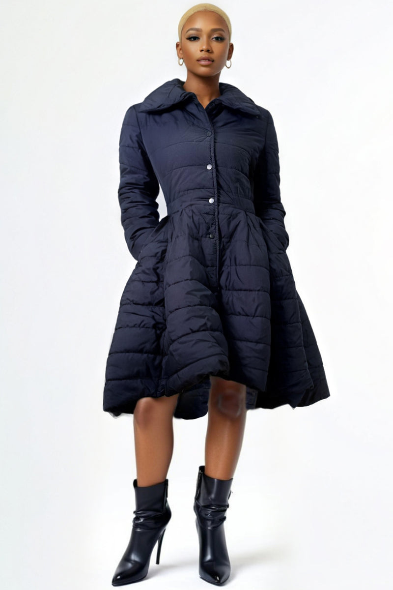 S1031 MODERN HI-LO PUFFER COAT DRESS – N by Nancy