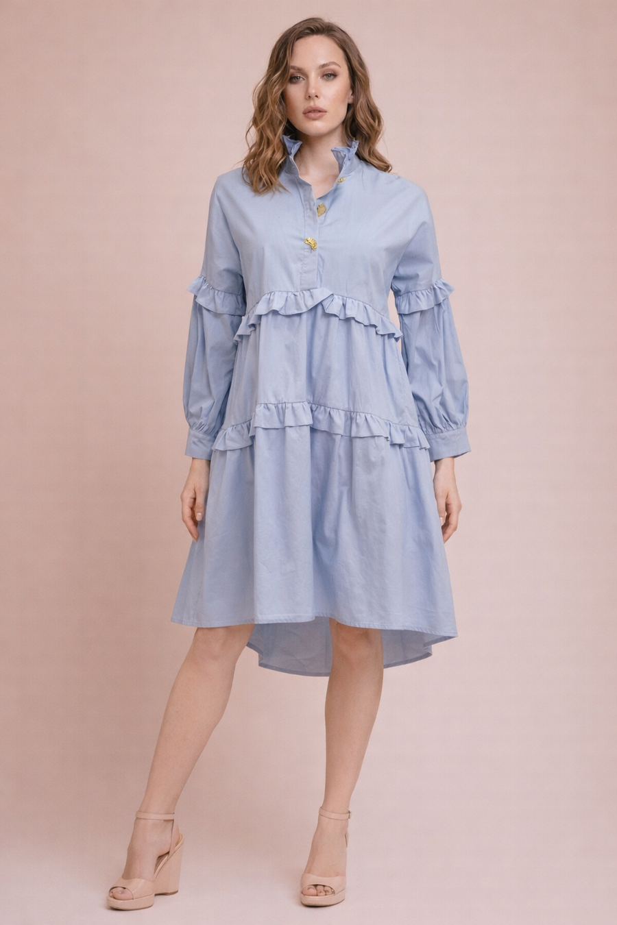 S3119 RUFFLE TIERED MIDI DRESS – N by Nancy