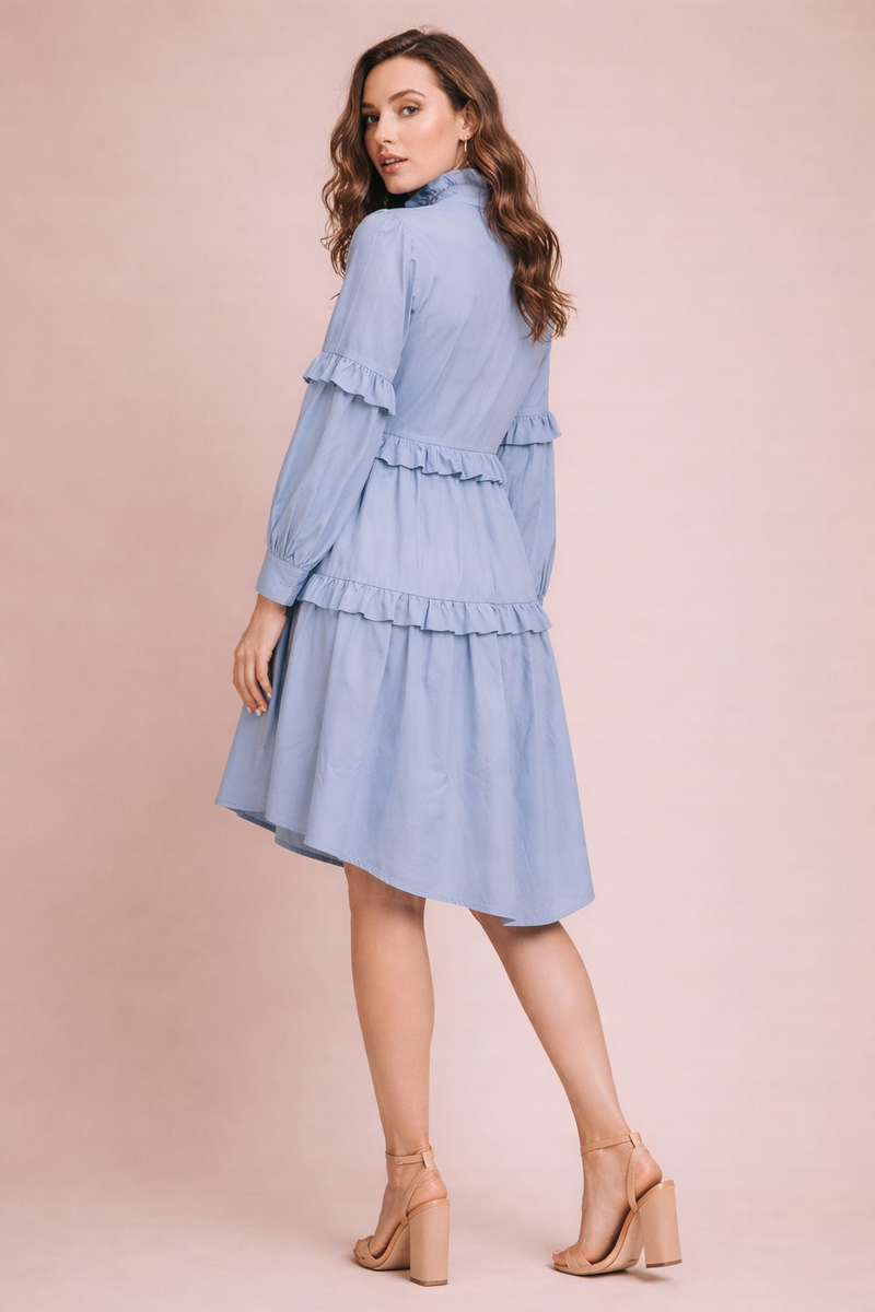 S3119 RUFFLE TIERED MIDI DRESS – N by Nancy