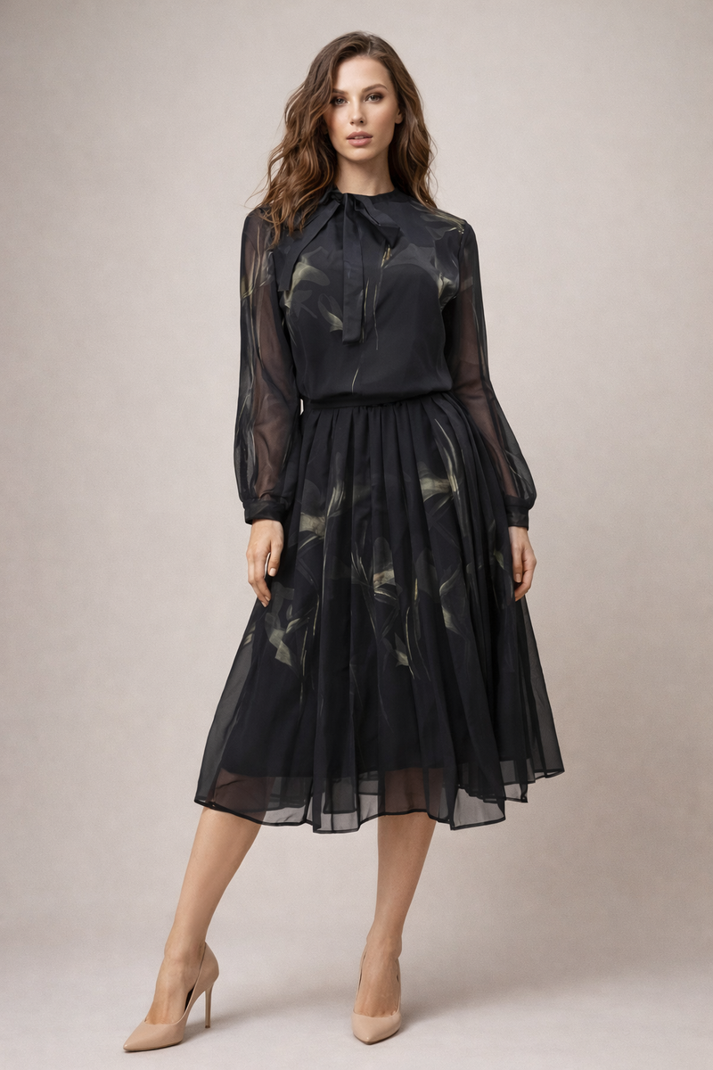 D10055 ELEGANT PLEATED SKIRT SET – N by Nancy