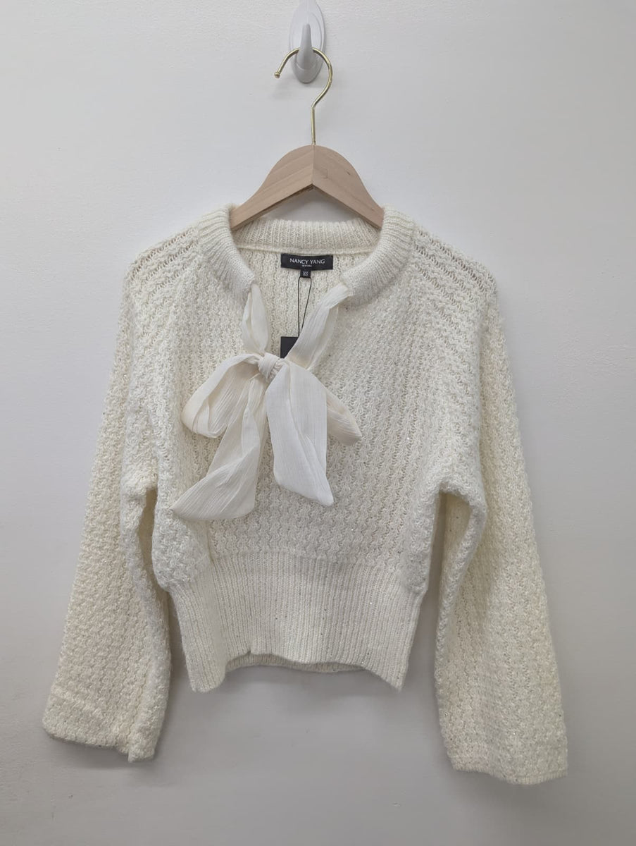 ZL001 DRAWSTRING NECK SWEATER (PINK, WHT, LAV) – N by Nancy