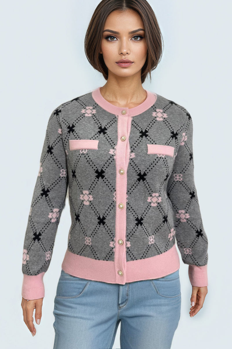 LS65060 ARGYLE CARDIGAN SWEATER – N by Nancy