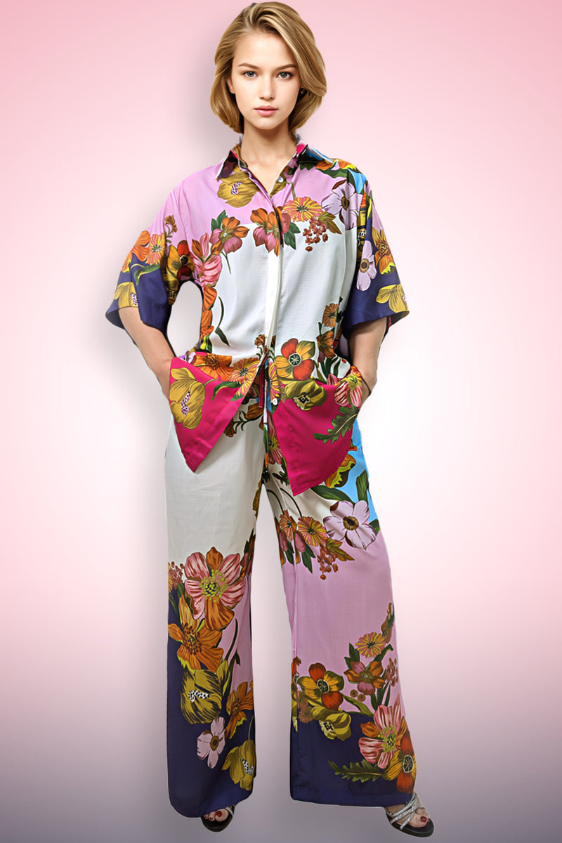 T2506S FLORAL TOP/ PANT SET – N by Nancy
