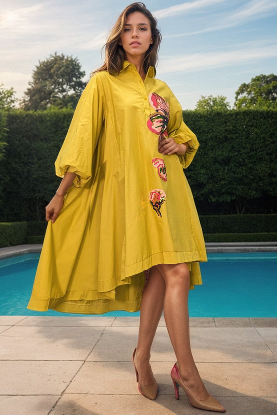 S256 DRESS (AVOCADO, WHT, LT. PINK) – N by Nancy